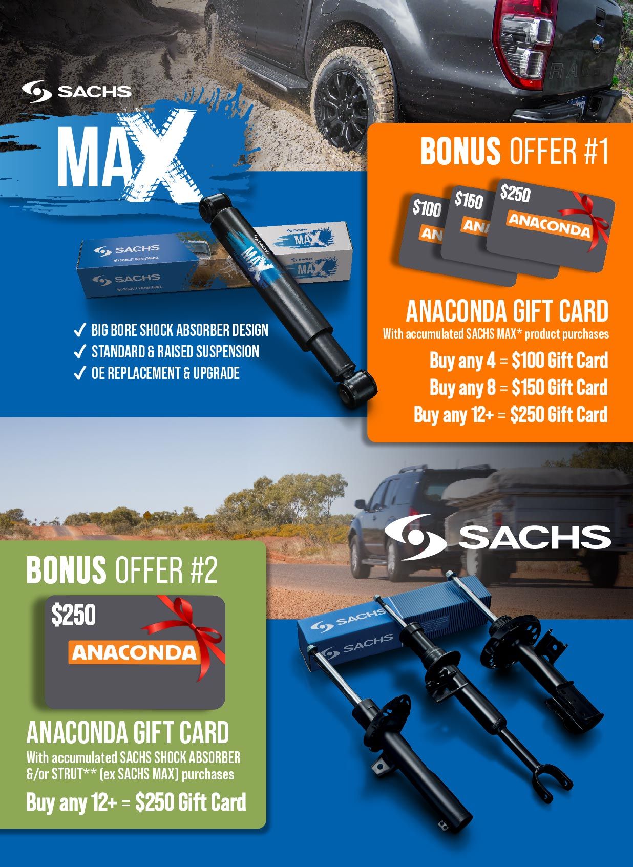 Natrad | BONUS Anaconda Gifts Cards when purchasing Sachs