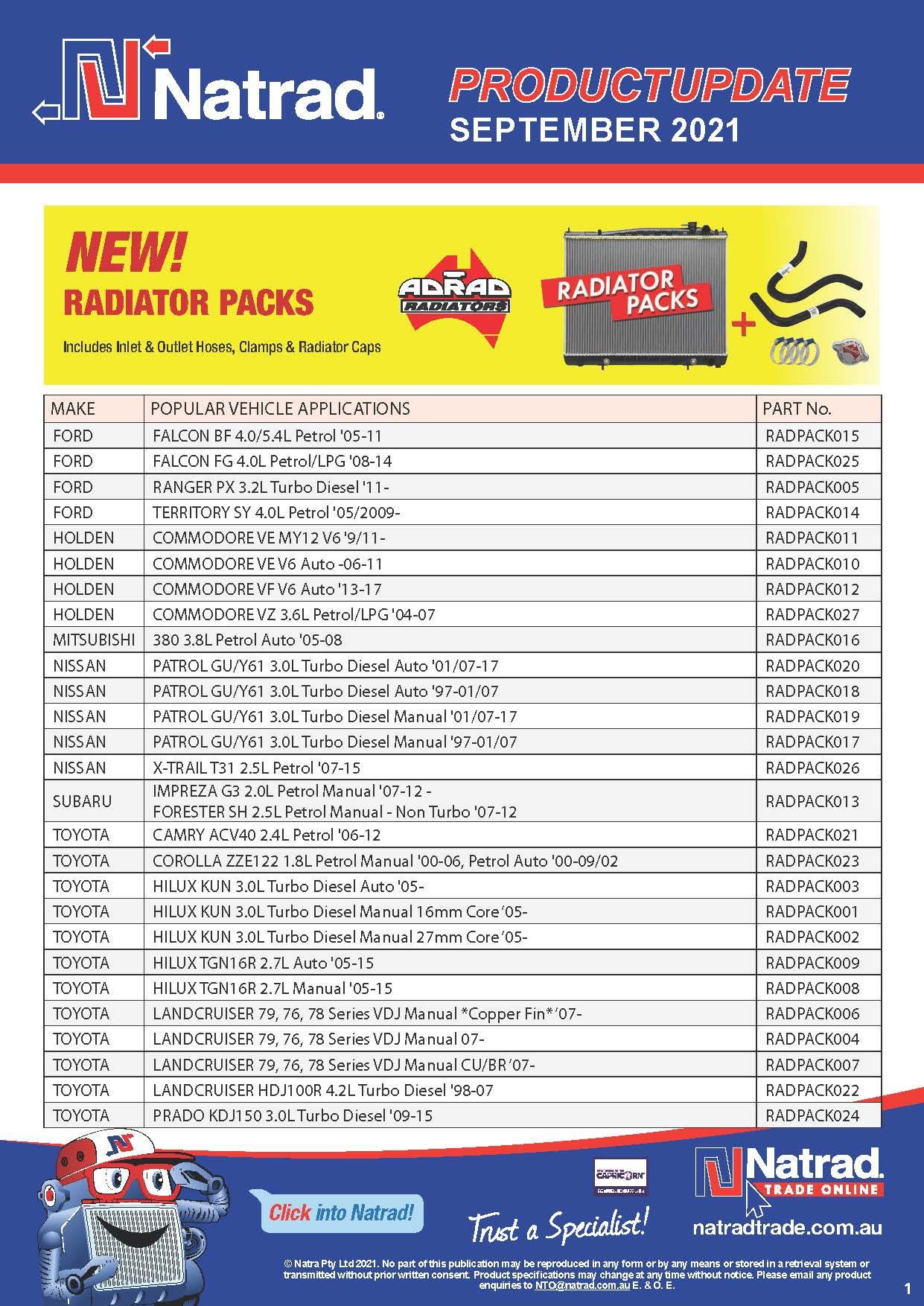 Natrad | Product Updates